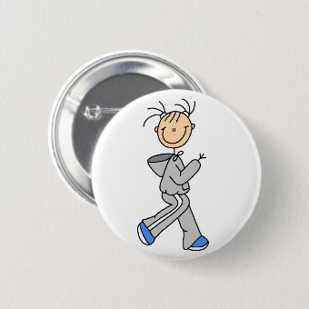 Stick Figure Running Button | Zazzle