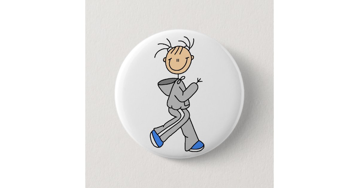 Stick Figure Running Button | Zazzle