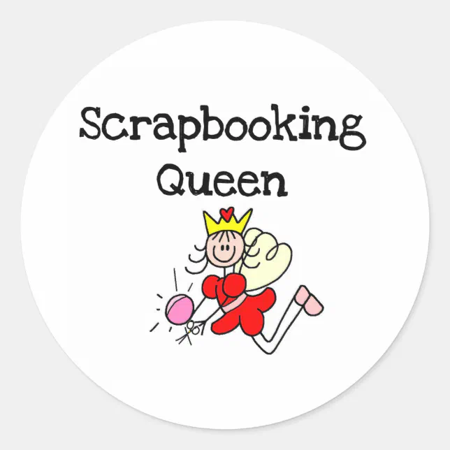 Stick Figure Scrapbook Queen Classic Round Sticker | Zazzle