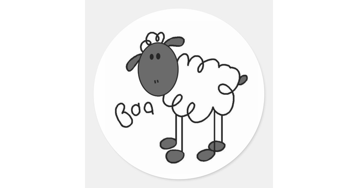 Stick Figure Sheep Classic Round Sticker | Zazzle