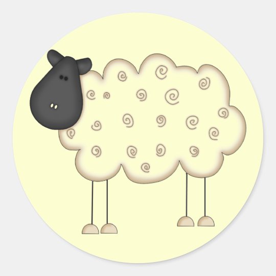 Stick Figure Sheep tshirts and Gifts Classic Round Sticker | Zazzle.com