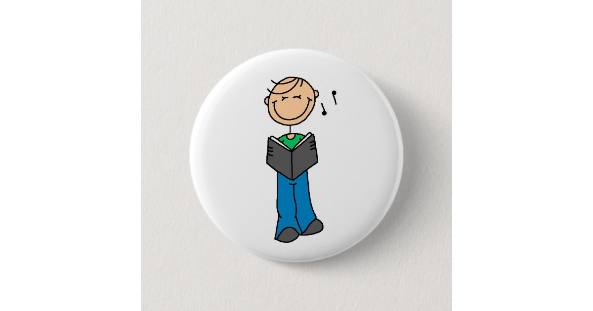 Stick Figure Singer Button | Zazzle
