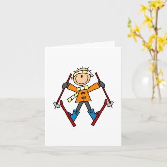 Stick Figure Skier T-shirts and Gifts Card | Zazzle