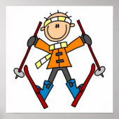 Stick Figure Skier T-shirts and Gifts Poster | Zazzle