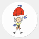 Stick Figure Sky Diver Tshirts and Gifts Classic Round Sticker | Zazzle.com