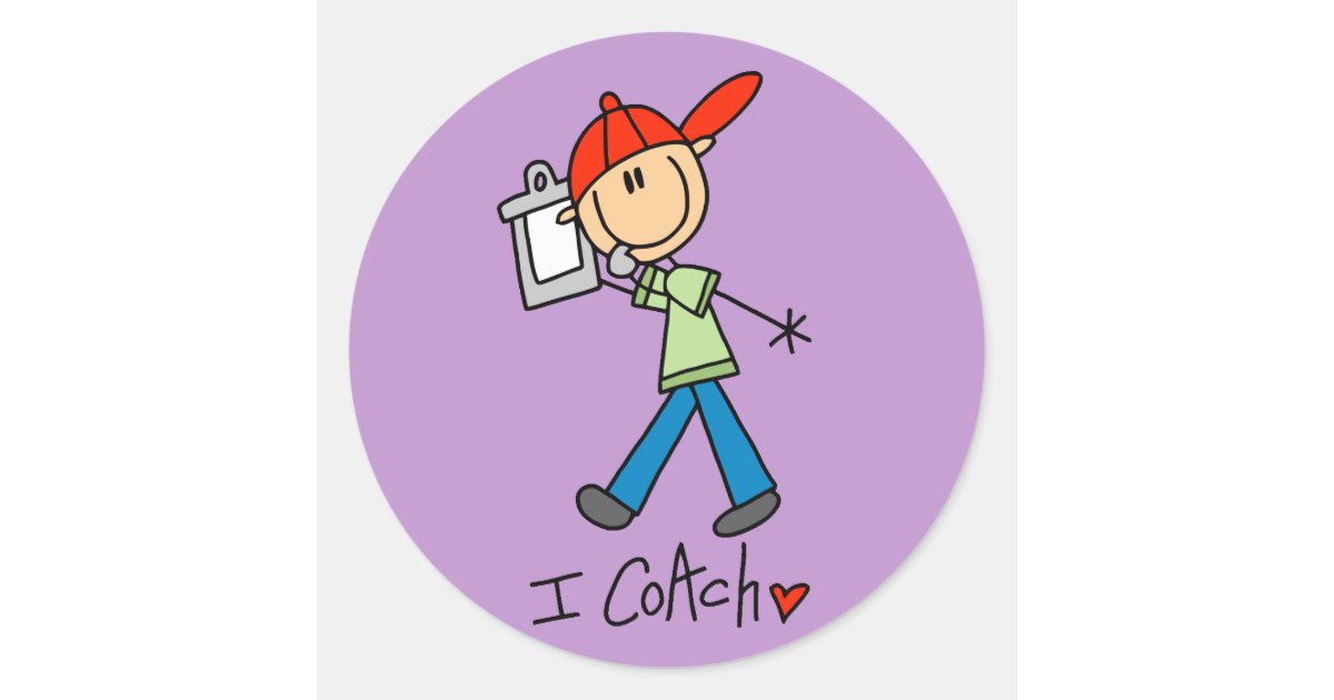 Stick Figure Sports Coach Classic Round Sticker | Zazzle