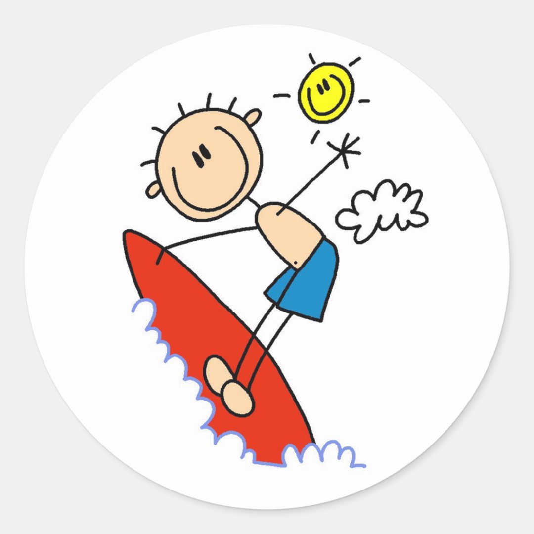 Stick Figure Surfer Boy Stickers | Zazzle