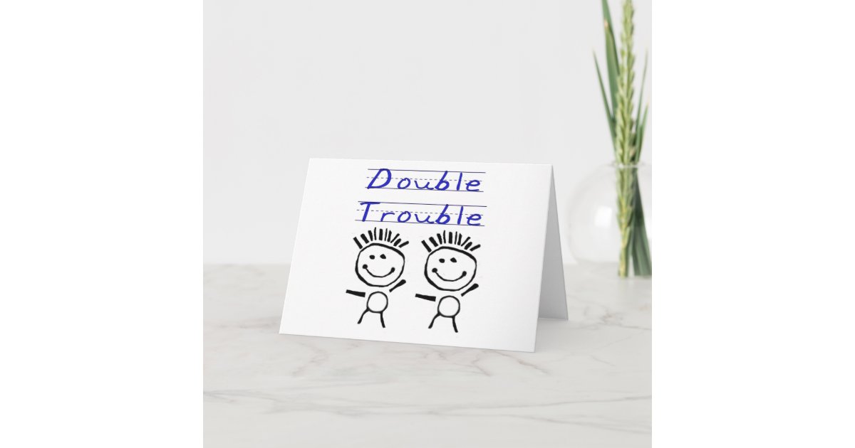 Stick Figure Twins Card | Zazzle
