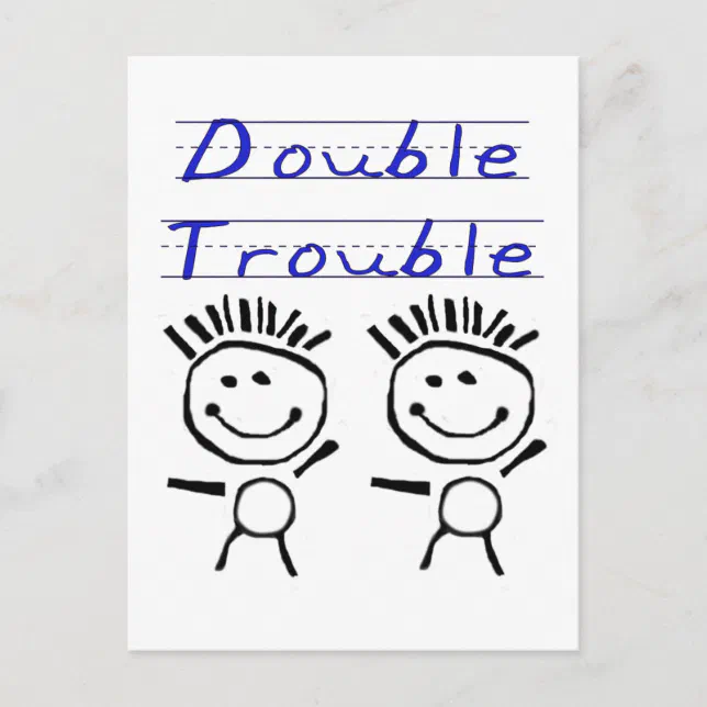 Stick Figure Twins Postcard | Zazzle