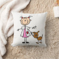 Stick Figure Veterinarian With Dog Throw Pillow | Zazzle