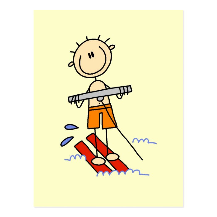 Stick Figure Water Skiing Tshirts and gifts Postcard | Zazzle.com