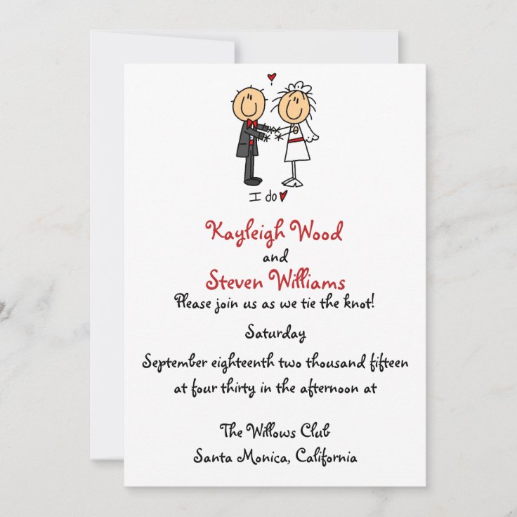Stick Figure Wedding Invitation | Zazzle