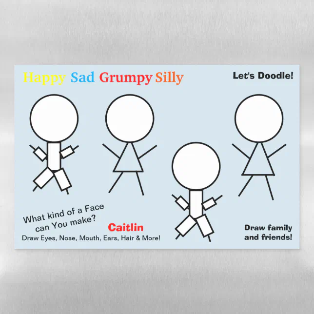 Stick Figures Activity Boys Girls Magnetic Dry Erase Sheet | Zazzle