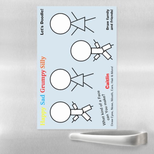 Stick Figures Activity Boys Girls Magnetic Dry Erase Sheet | Zazzle