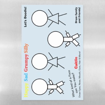 Stick Figures Activity Boys Girls Magnetic Dry Erase Sheet | Zazzle