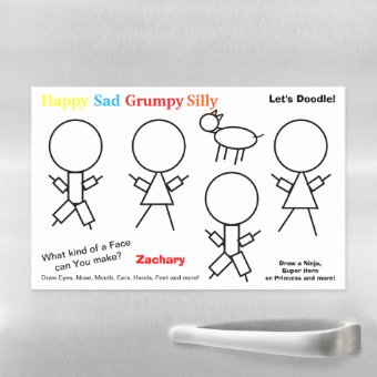 Stick Figures Activity Placemat Magnetic Dry Erase Sheet | Zazzle