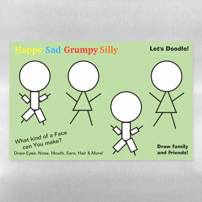 Stick Figures Drawing Activity Green Magnetic Dry Erase Sheet | Zazzle