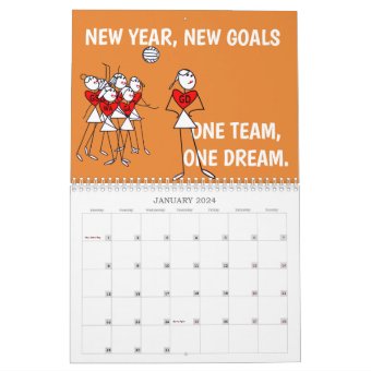 Stick Figures Inspirational Quotes Netball 2019 Calendar | Zazzle