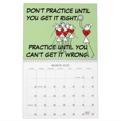 Stick Figures Inspirational Quotes Netball 2019 Calendar | Zazzle