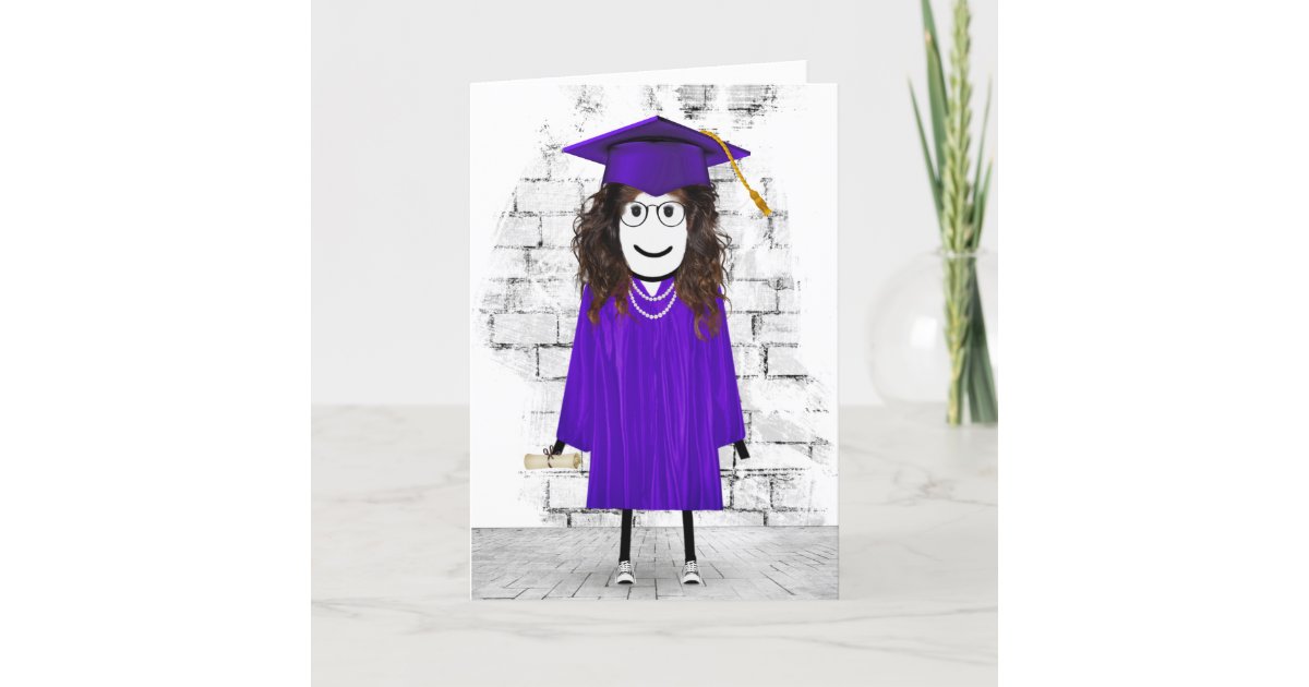 Stick Girl Graduate with Diploma Card | Zazzle