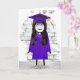 Stick Girl Graduate with Hair and Diploma Card | Zazzle