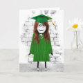 Stick Girl Graduate with Hair and Diploma Card | Zazzle