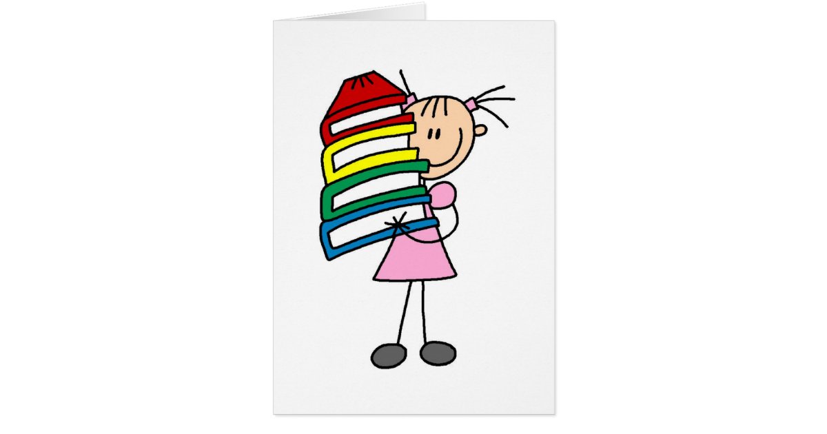 Stick Girl with Books | Zazzle