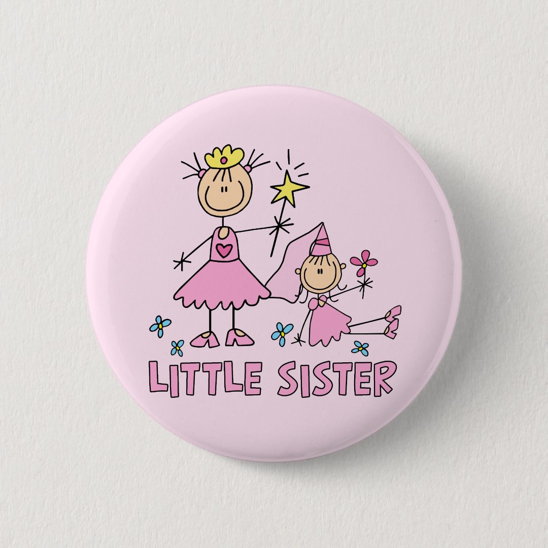 Stick Princess Duo Little Sister Button | Zazzle