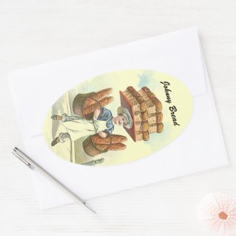 Sticker Antique Fun Bread Baker Chef Personalize | Zazzle