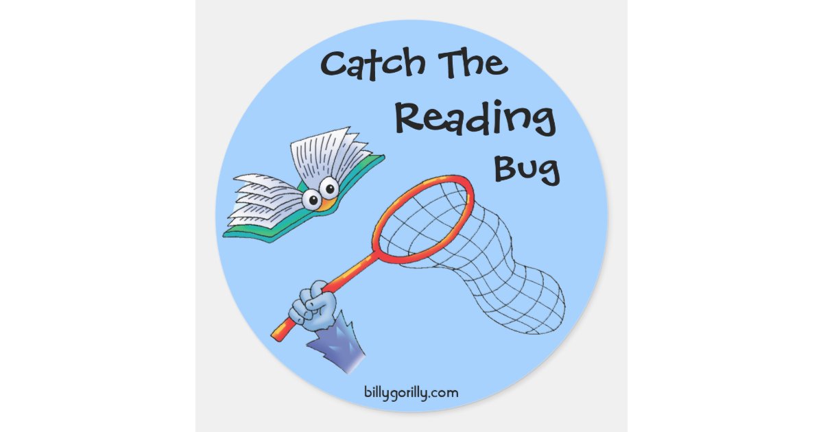 Sticker-Catch The Reading Bug Classic Round Sticker | Zazzle