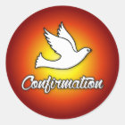 Sticker, Dove on Red, Confirmation Classic Round Sticker | Zazzle