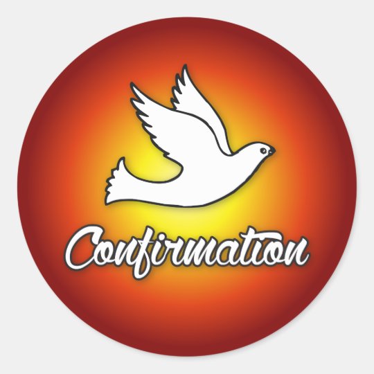 Sticker, Dove on Red, Confirmation Classic Round Sticker | Zazzle.com
