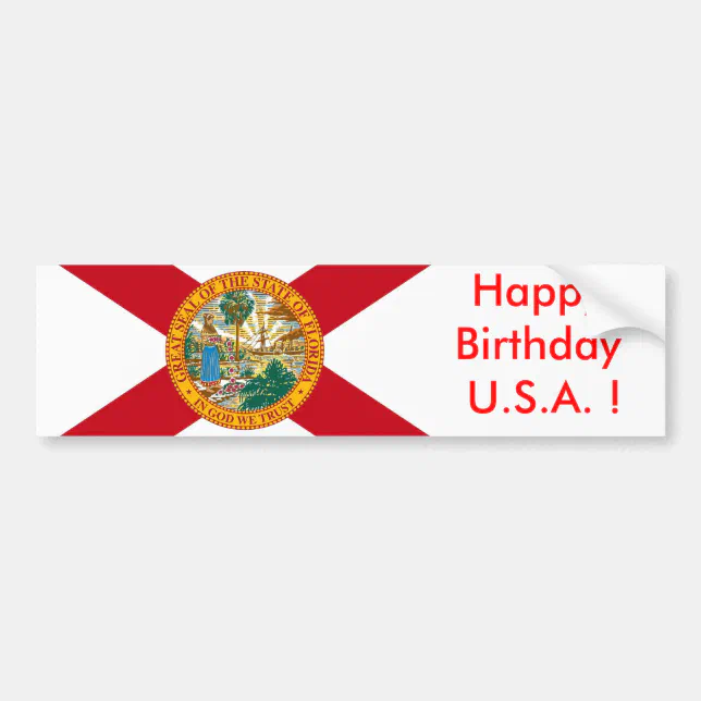 Sticker Flag of Florida, Happy Birthday U.S.A.! | Zazzle