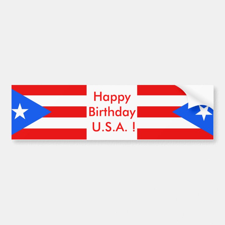 Sticker Flag of Puerto Rico, Happy Birthday U.S.A. | Zazzle