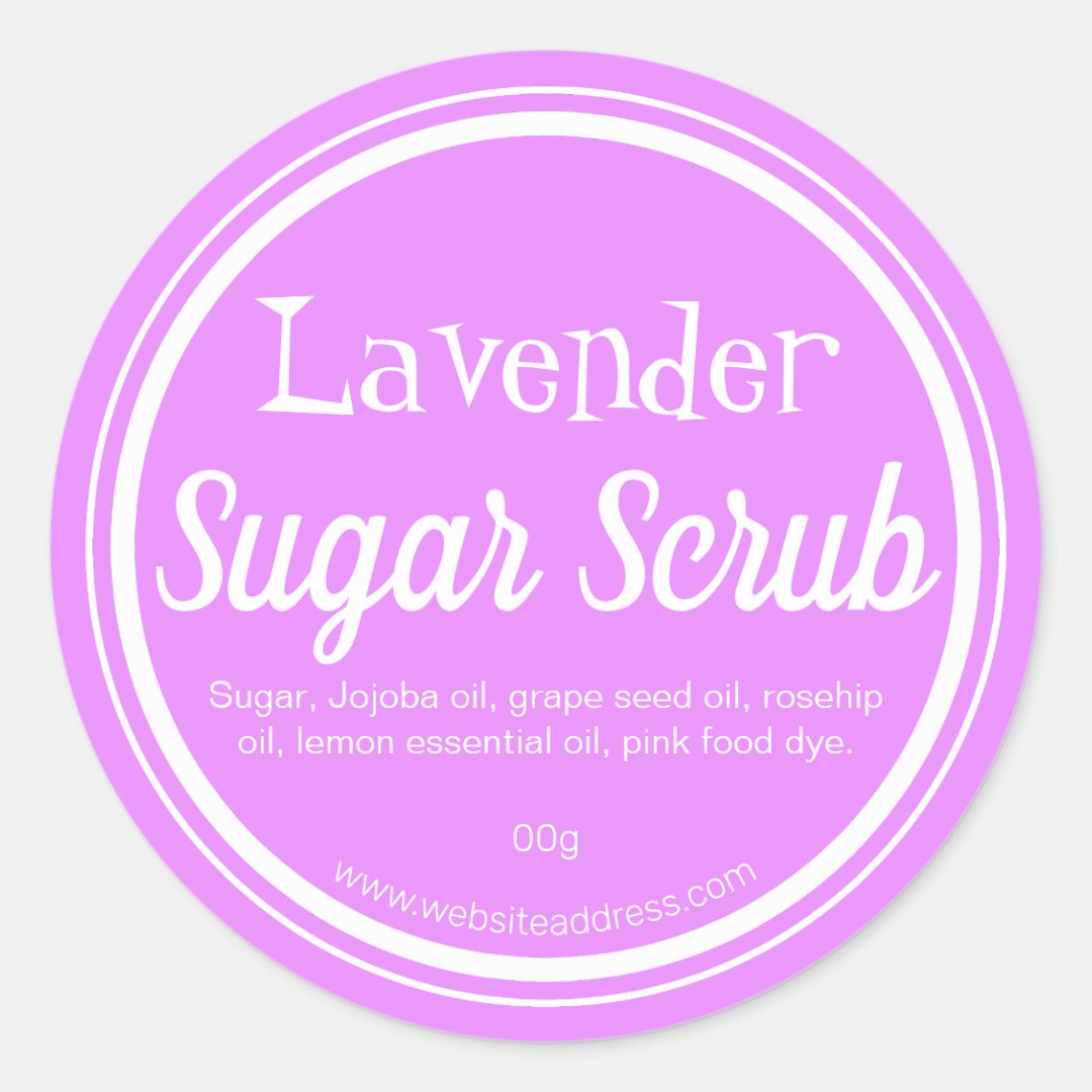 Sticker Label For Handmade Lavender Sugar Scrub | Zazzle