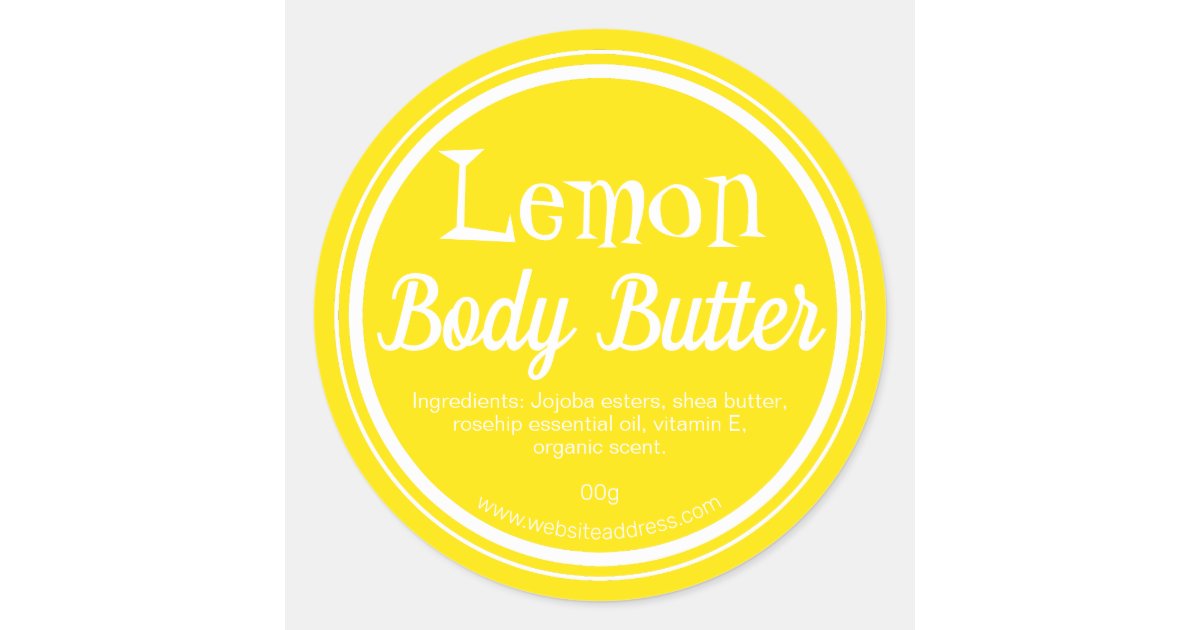 Sticker Label For Handmade Lemon Body Butter | Zazzle