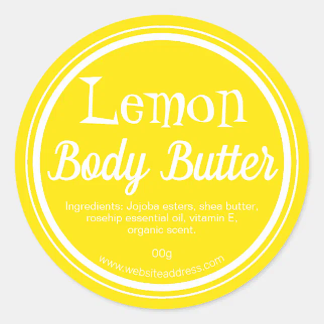 Sticker Label For Handmade Lemon Body Butter | Zazzle
