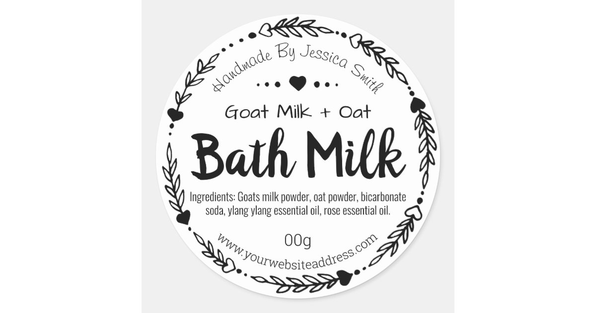 Sticker Label For Homemade Bath Milk Soak | Zazzle