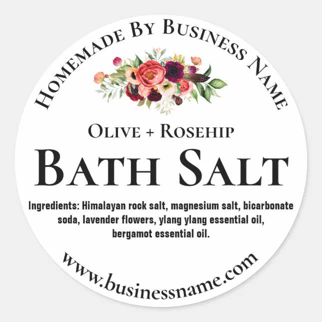Sticker Label For Homemade Bath Salt | Zazzle