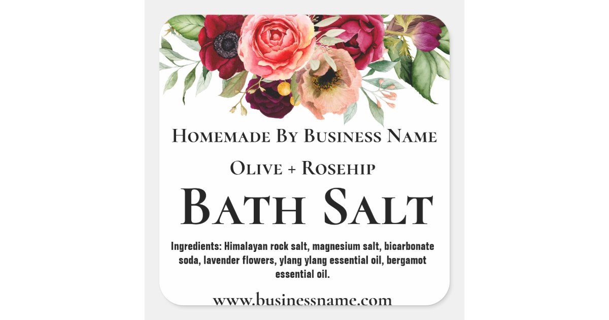 Sticker Label For Homemade Bath Salt | Zazzle