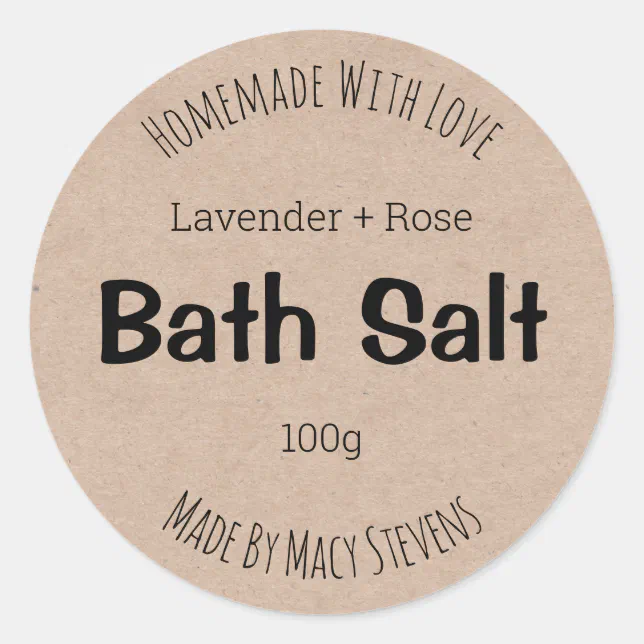 Sticker Label For Homemade Bath Salt | Zazzle