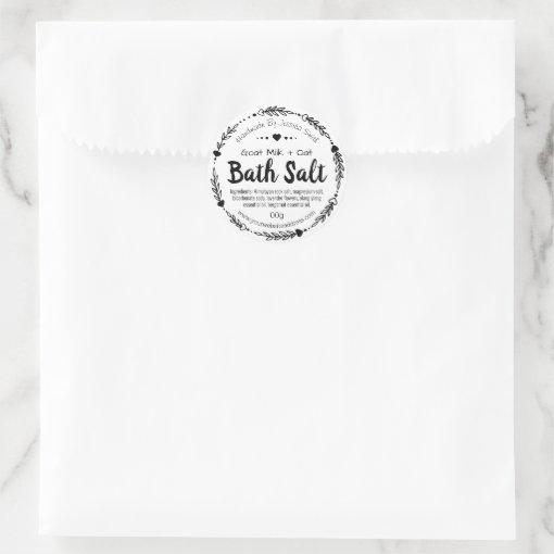 Sticker Label For Homemade Bath Salt Soak | Zazzle
