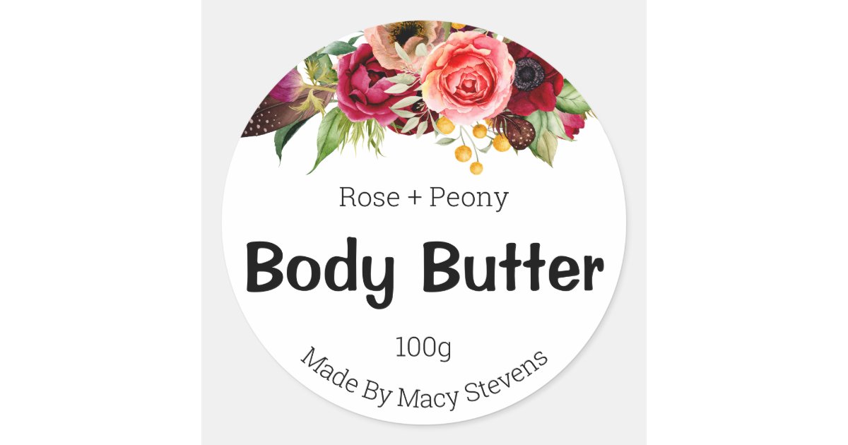 Sticker Label For Homemade Body Butter | Zazzle