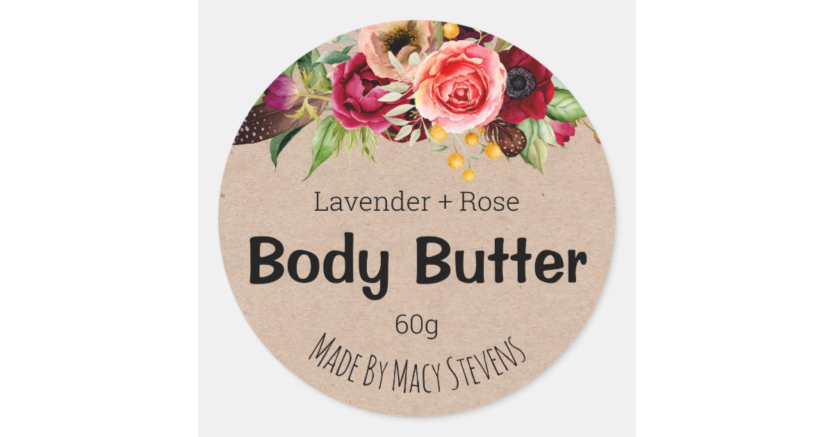Sticker Label For Homemade Body Butter | Zazzle