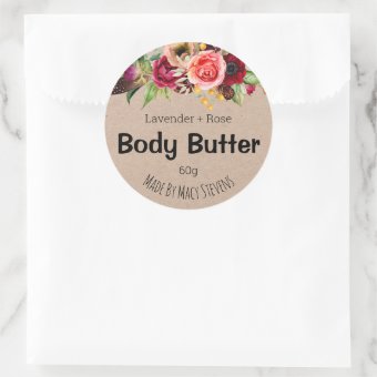 Sticker Label For Homemade Body Butter | Zazzle