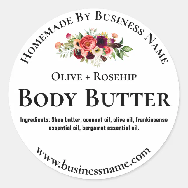 Sticker Label For Homemade Body Butter | Zazzle