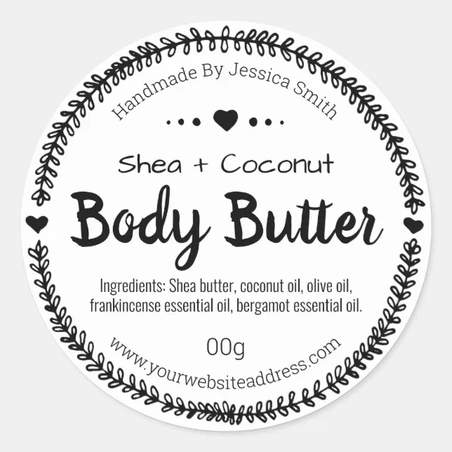 Sticker Label For Homemade Body Butter | Zazzle