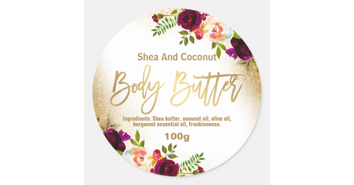 Sticker Label For Homemade Body Butter | Zazzle