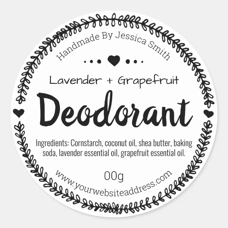 Sticker Label For Homemade Deodorant | Zazzle