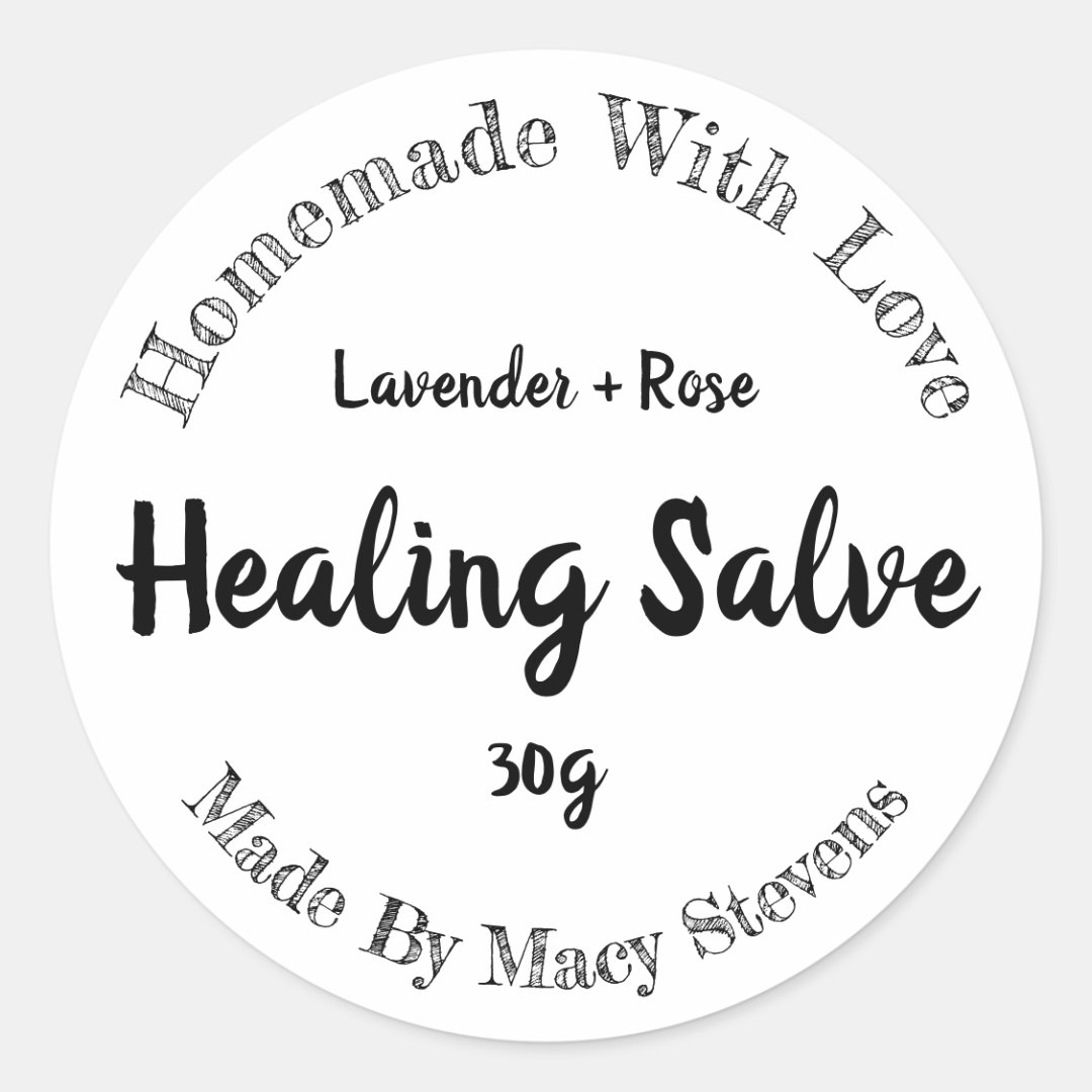 Sticker Label For Homemade Healing Salve Balm | Zazzle
